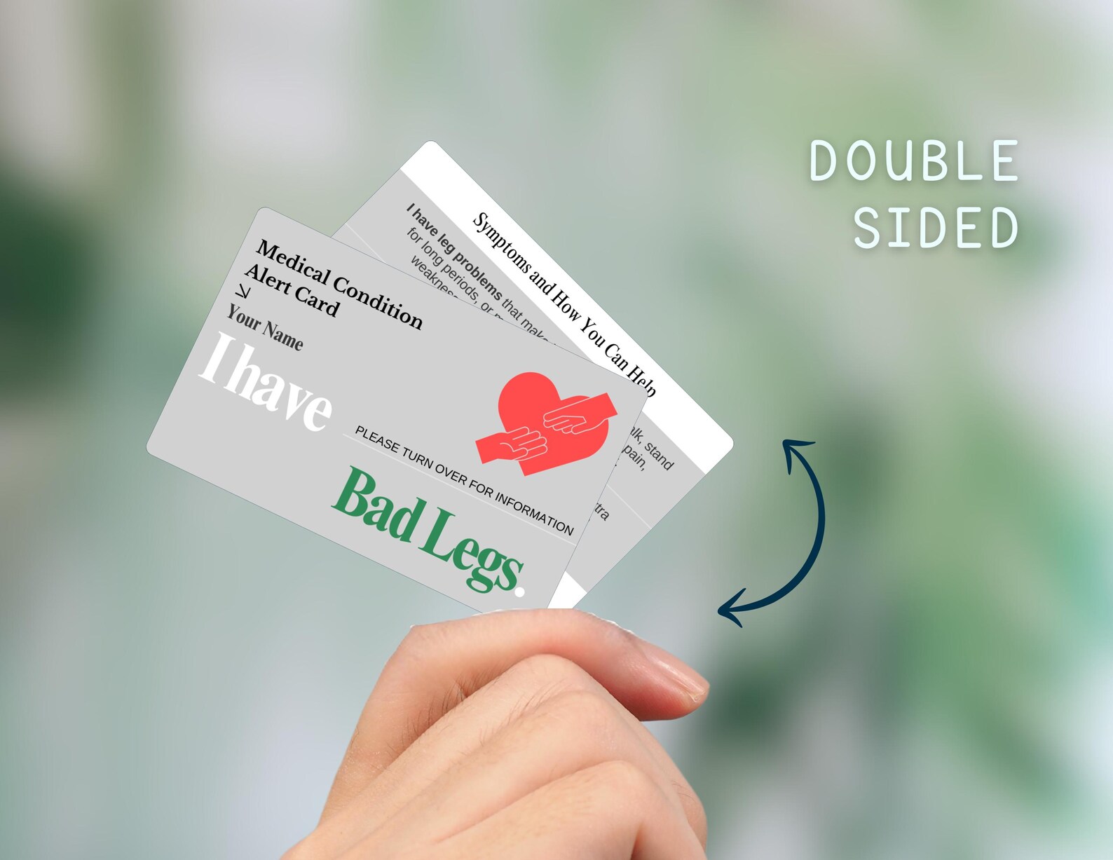 Bad Legs Medical Alert Card, Personalized Mobility Impairment ID ...