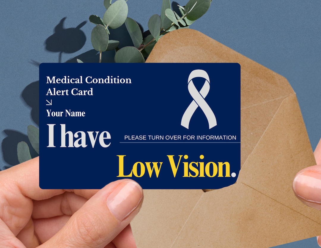 Low Vision Medical Alert Card, Personalized Visual Impairment ID ...
