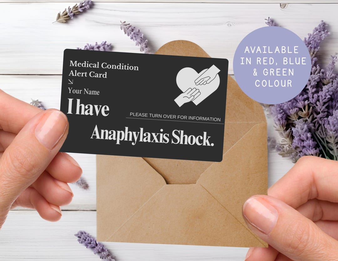 Anaphylaxis Medical Alert Card: Engraved Aluminum Emergency ID - Etsy