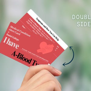 A Positive Blood Type Medical ID Card for in Case of Emergency, A+ ...