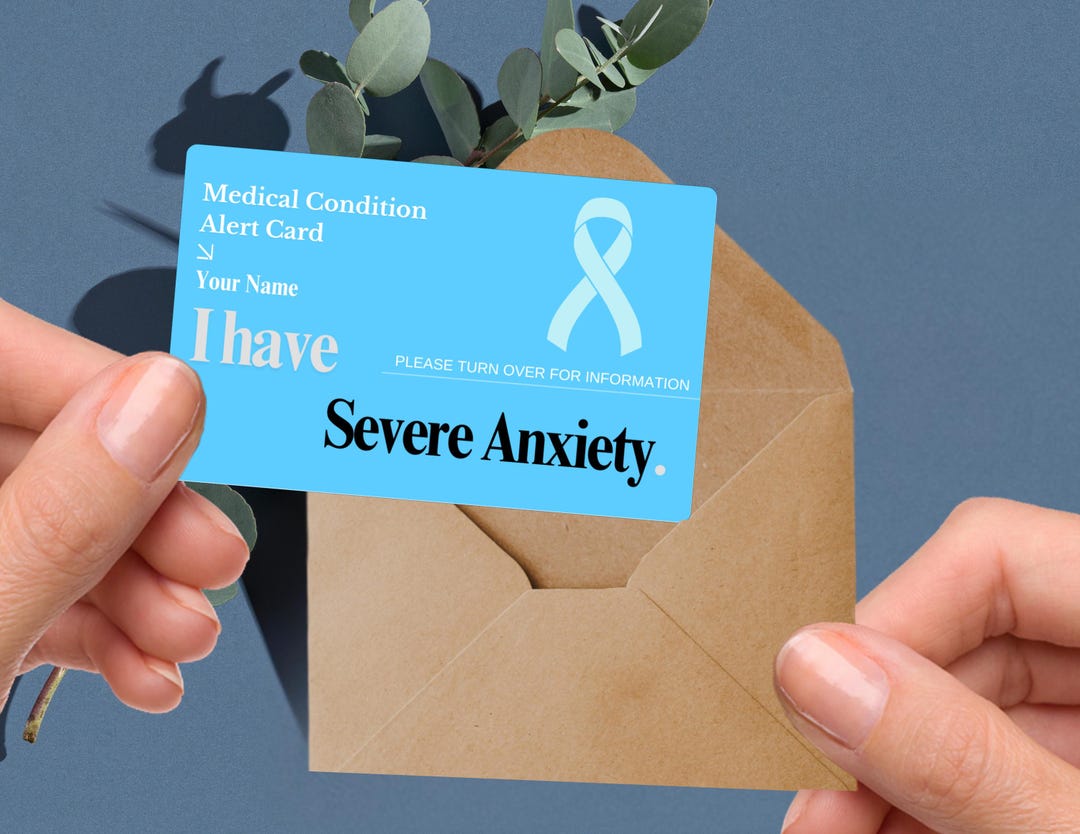 Severe Anxiety Medical Alert Card, Personalised Panic Disorder ID Card ...