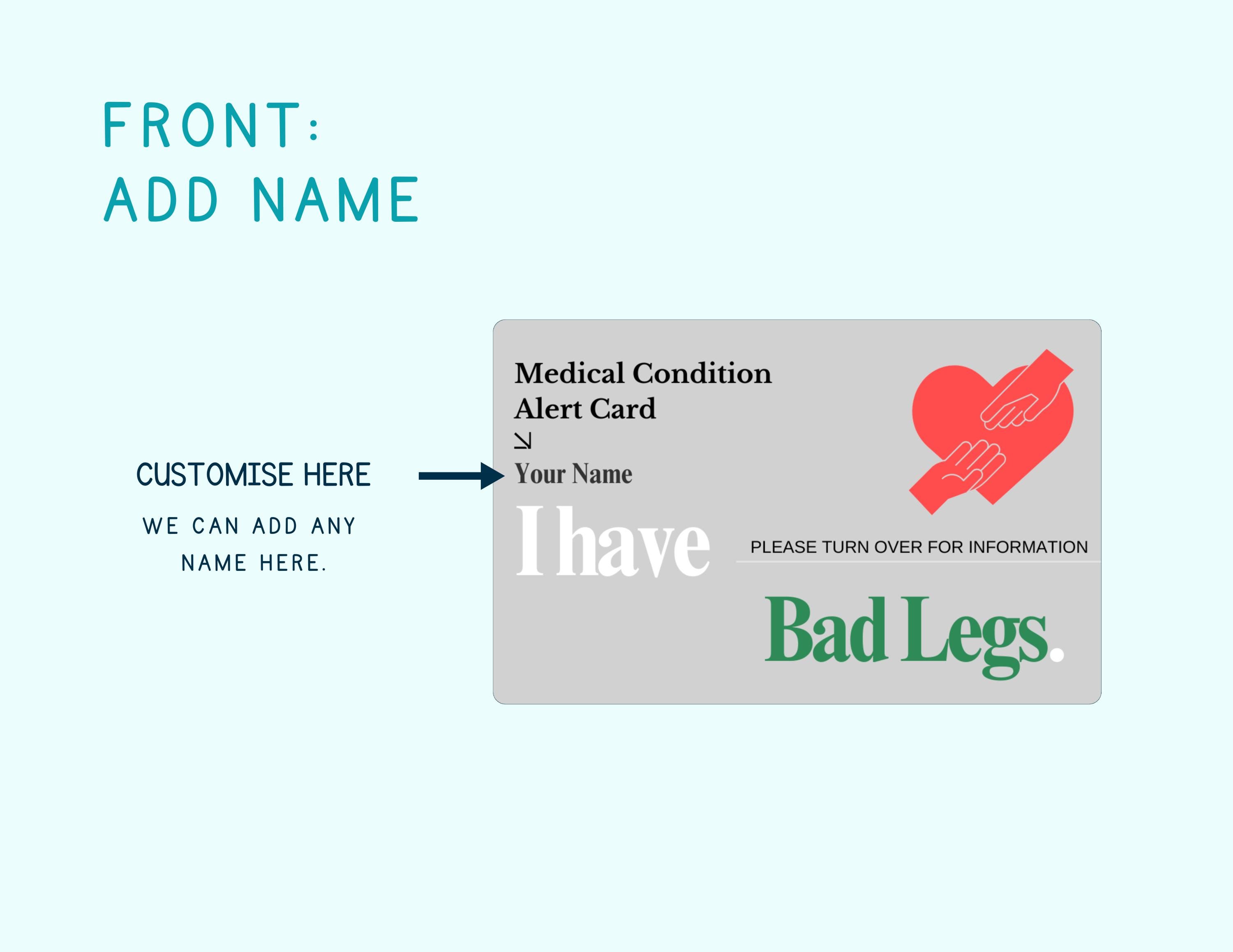 Bad Legs Medical Alert Card, Personalized Mobility Impairment ID ...