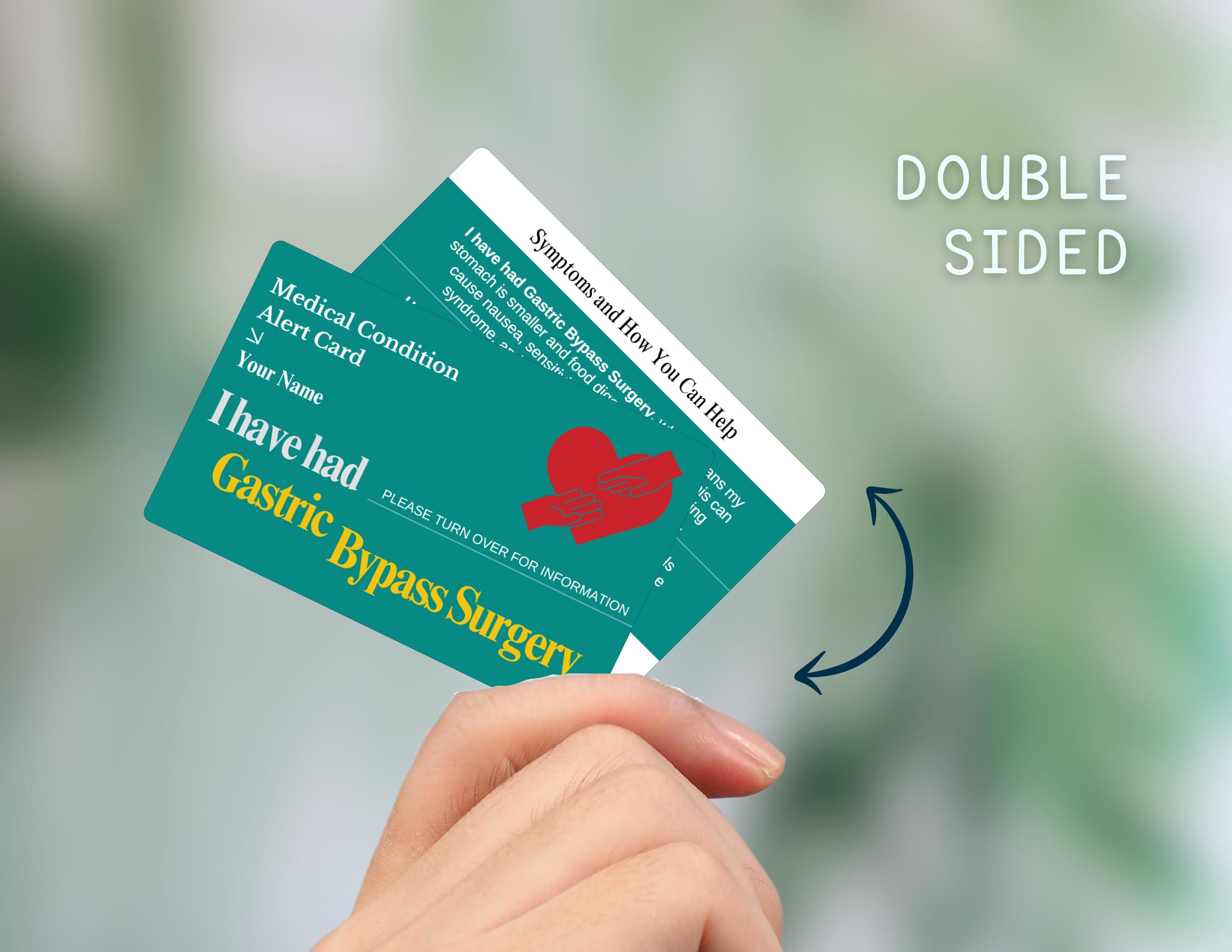 Gastric Bypass Surgery Medical Alert Card, Bariatric Surgery ID, Weight ...