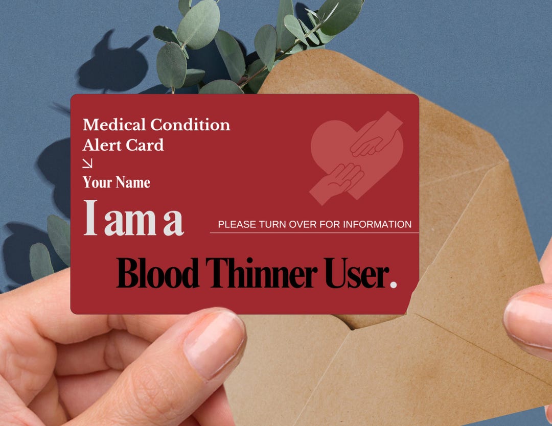 Blood Thinner User Medical Alert Card, Custom Anticoagulant Medication ...
