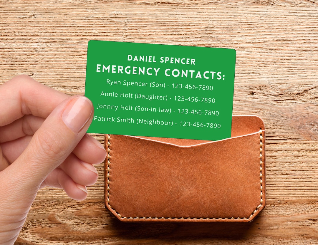 Personalized Engraved Emergency Contact Card: Wallet Safety ID for Kids ...