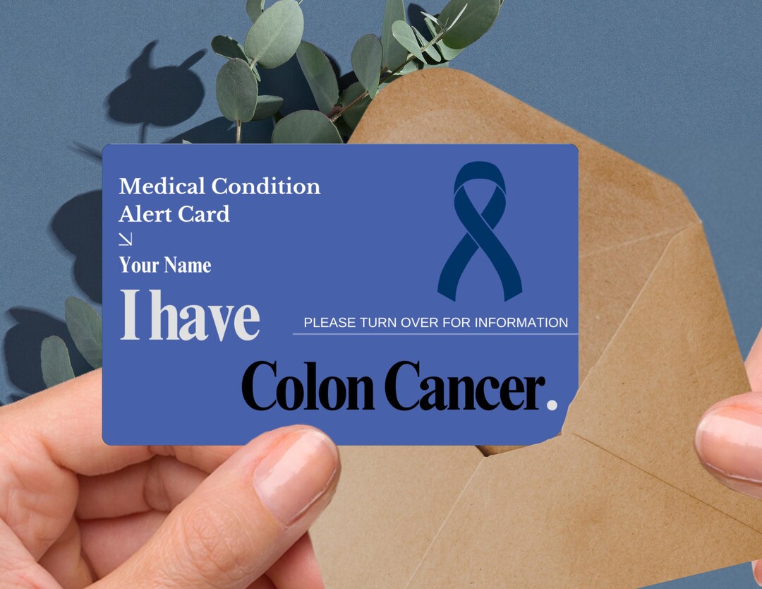 Colon Cancer Medical Card, Custom Colorectal Disease Alert ID Card ...
