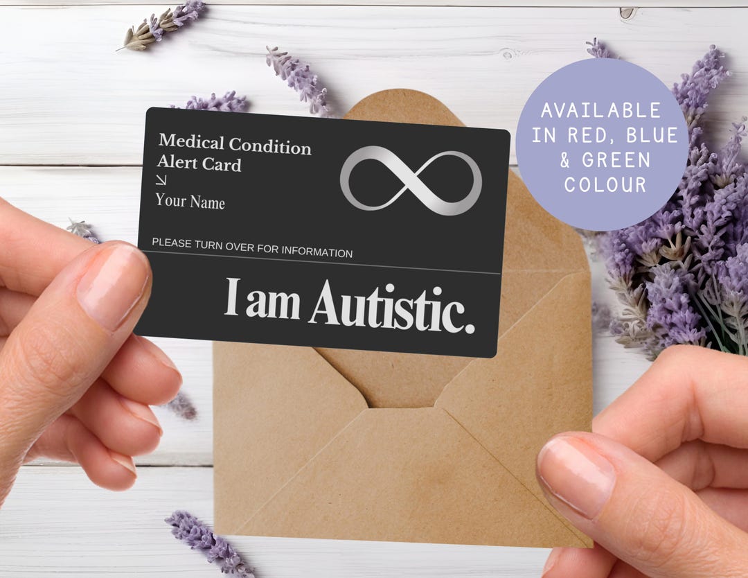 Personalized Autistic Medical Alert Card, Emergency Contact ID - Etsy