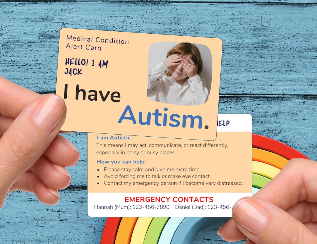 Custom Autism ID Card: Emergency Contact, School Support, Aluminum - Etsy