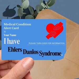 Ehlers Danlos Syndrome Medical Alert Card: EDS Awareness ID - Etsy