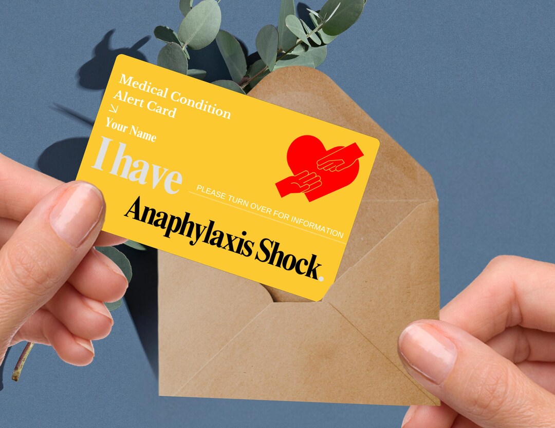 Anaphylaxis Shock Medical Alert Card, Personalized Severe Allergy ...