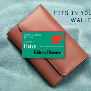 Custom Kidney Disease Medical Alert Card: Emergency Contact ID - Etsy
