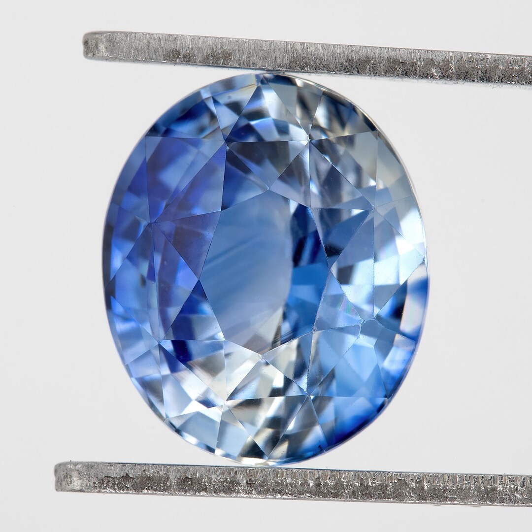 Natural Bicolor Sapphire 2.96 Ct | Oval Cut Blue White Ceylon Gemstone ...