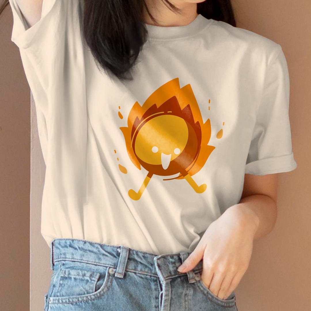 Fire Character Unisex T-shirt, Flames Graphic Tee, Red Fire Print Shirt ...