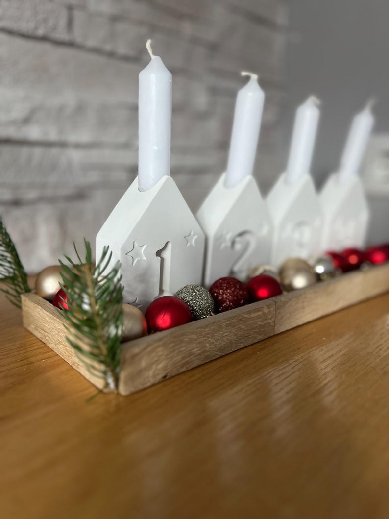 Moderner Adventskranz Aus Gips Mit Zahlen 1–4, Weiß – Skandinavische ...