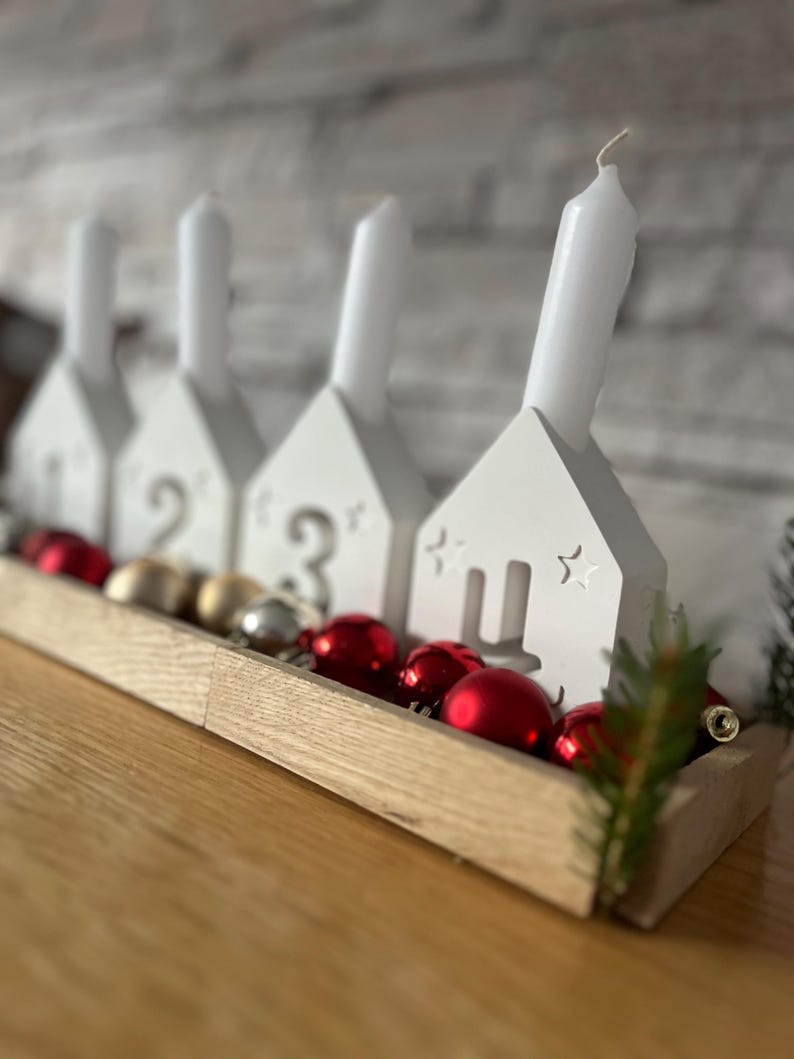 Moderner Adventskranz Aus Gips Mit Zahlen 1–4, Weiß – Skandinavische ...