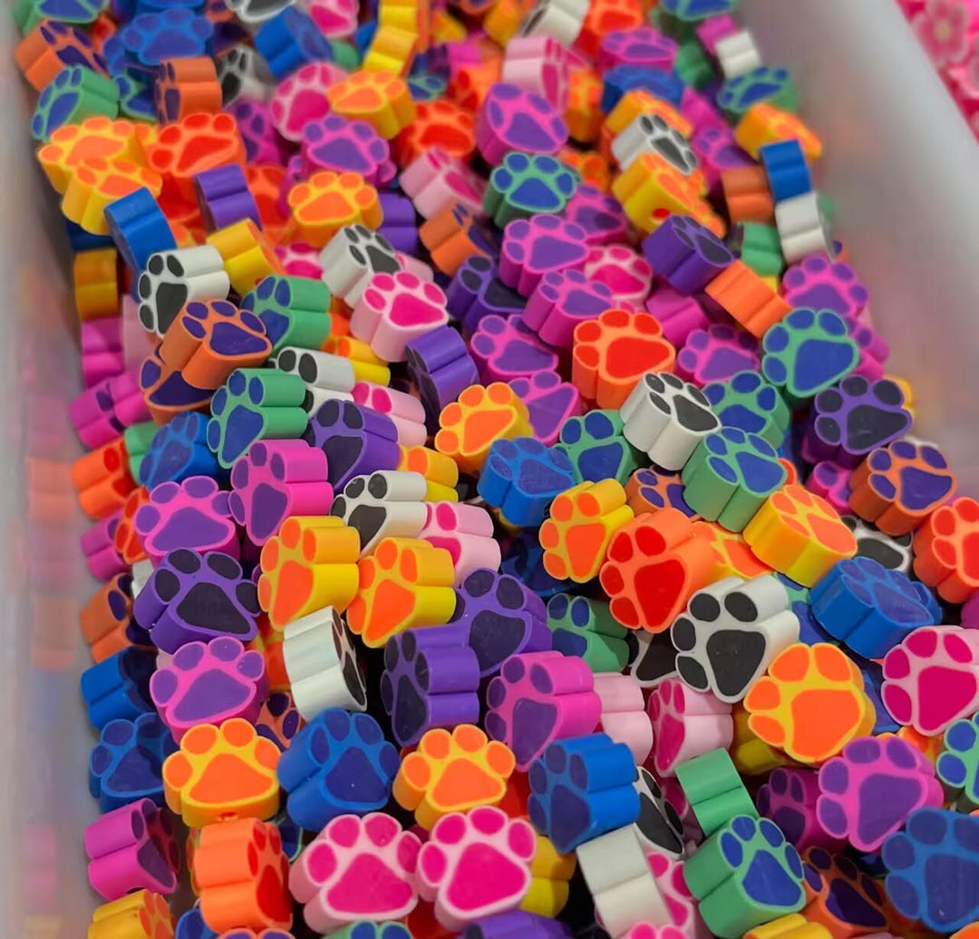 Paw Print Polymer Clay Beads, Dog Paw Beads, Paw Clay Beads, Dog Paw ...