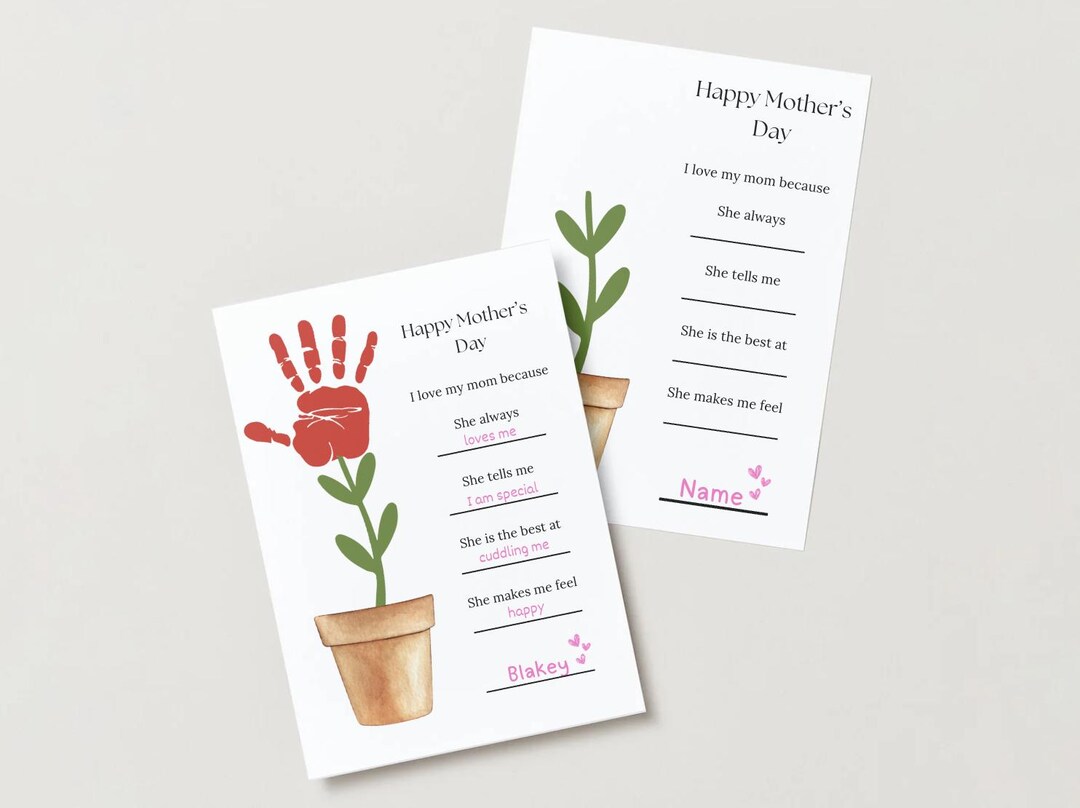Mother's Day Flower Printable | Kids' Handprint Keepsake | Teacher and ...