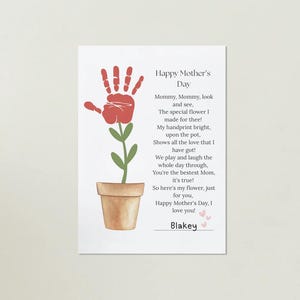 Mother's Day Handprint Craft for Kids | Gift for Mom | Includes Mother ...