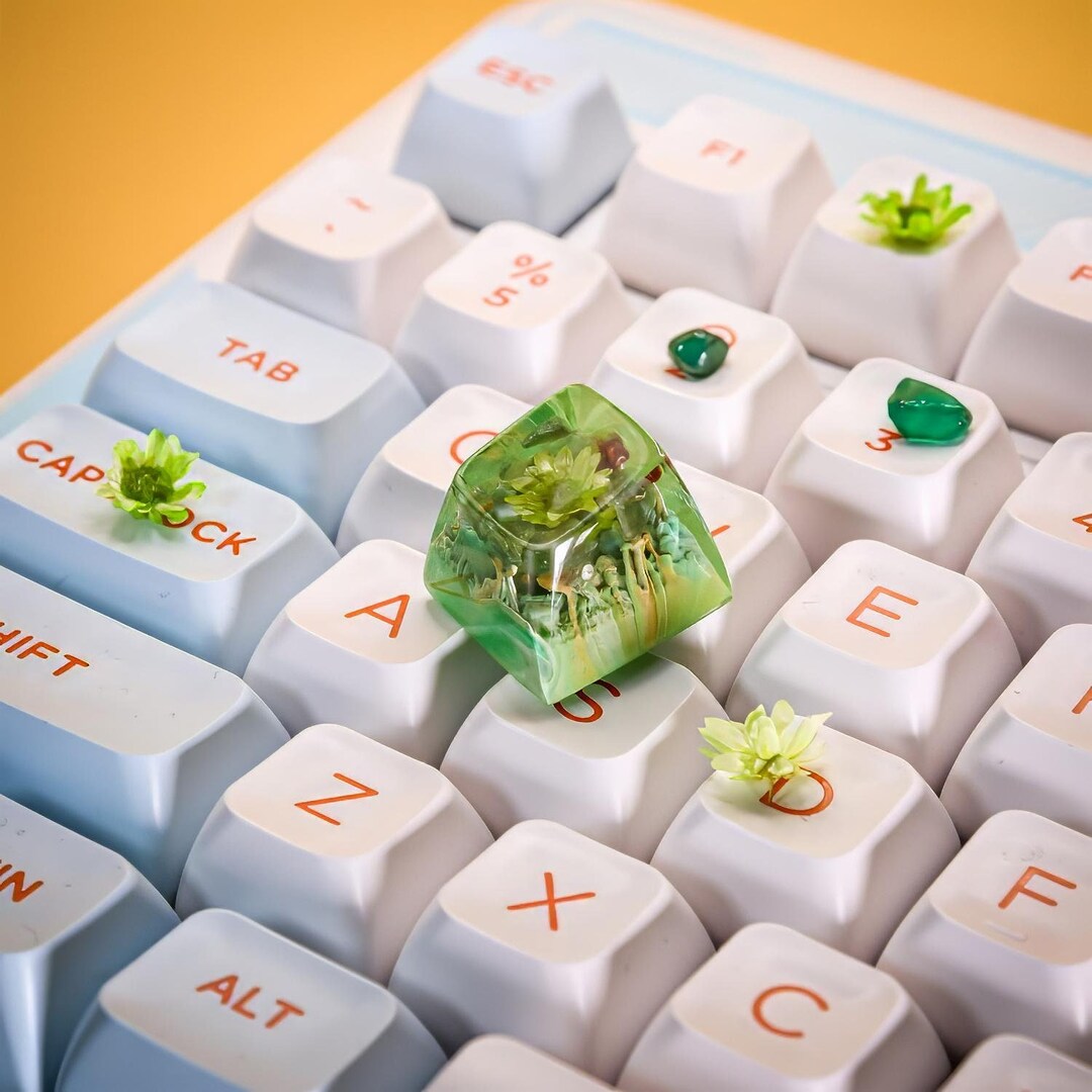 Handcrafted Green Agate Resin Keycap - Unique Keycaps for Her, Custom ...