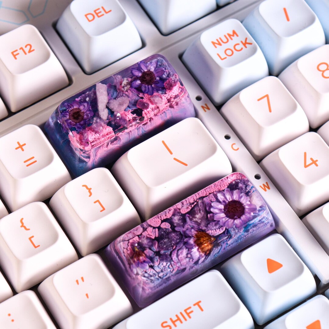Artisan Keycap Set, Enter and Backspace Keycaps With Lepidolite, Resin ...