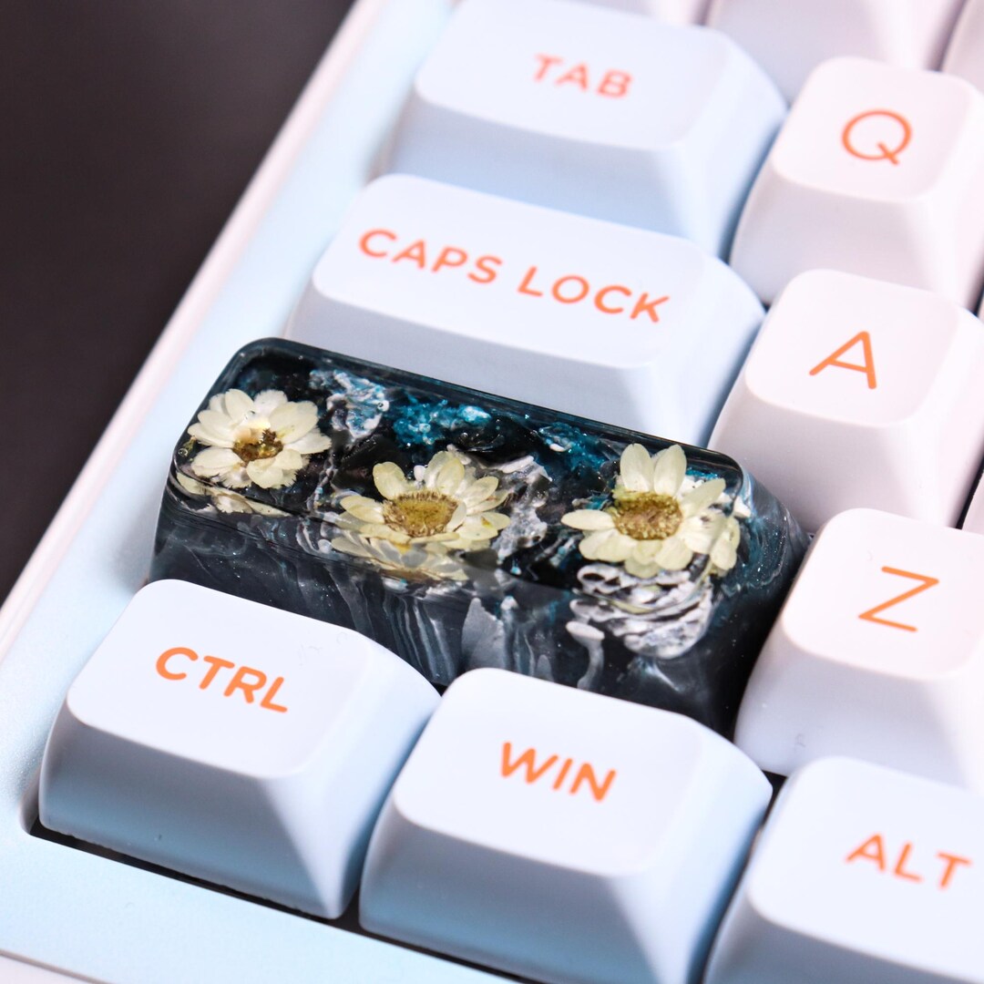 Artisan Shift Keycap 2.25U, Obsidian Crystal & Flowers, Custom Resin ...