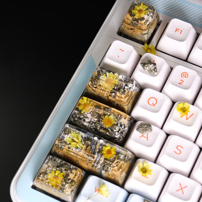 Artisan Resin Keycap Set for Mechanical Keyboards With Pyrite & Natural ...