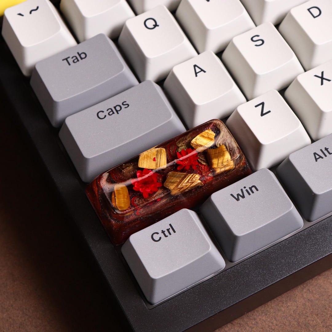 Tiger Eye Artisan Resin Shift Keycap: Real Flowers, Cherry MX, SA ...