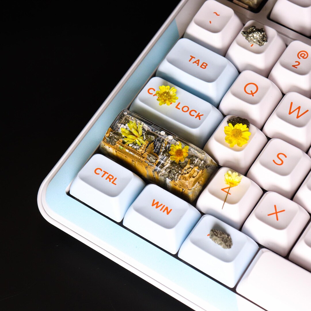 Artisan Resin Shift Keycap, Keycap With Crystal and Flowers, Custom ...
