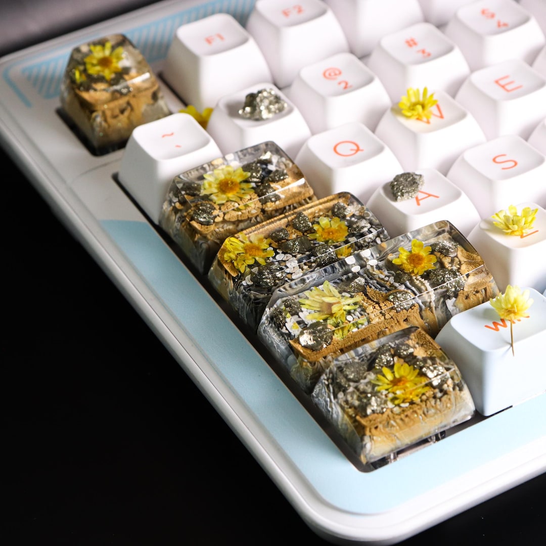 Artisan Resin Keycap Set for Mechanical Keyboards With Pyrite & Natural ...