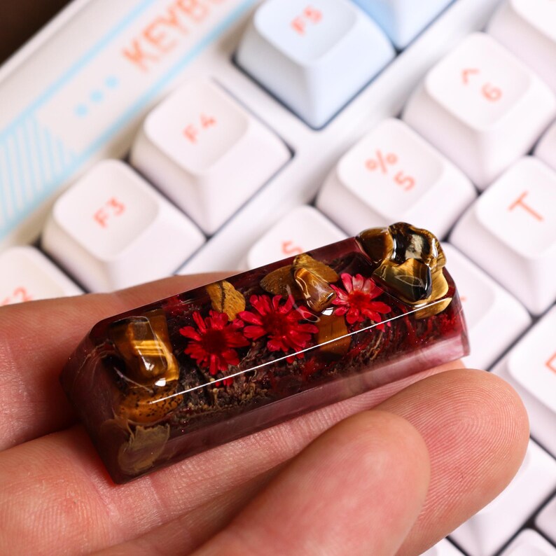 Handmade Resin Artisan Keycap – Custom MX Cherry Keycaps With Tiger Eye ...