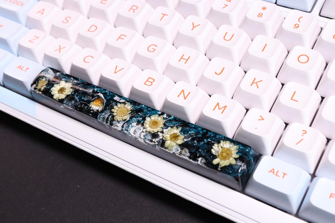 Handmade 6.25U Spacebar Artisan Keycap – Obsidian Gemstone & Natural ...