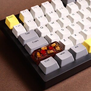 Custom Artisan Enter Keycaps With Tiger Eye & Real Flowers | Resin ...