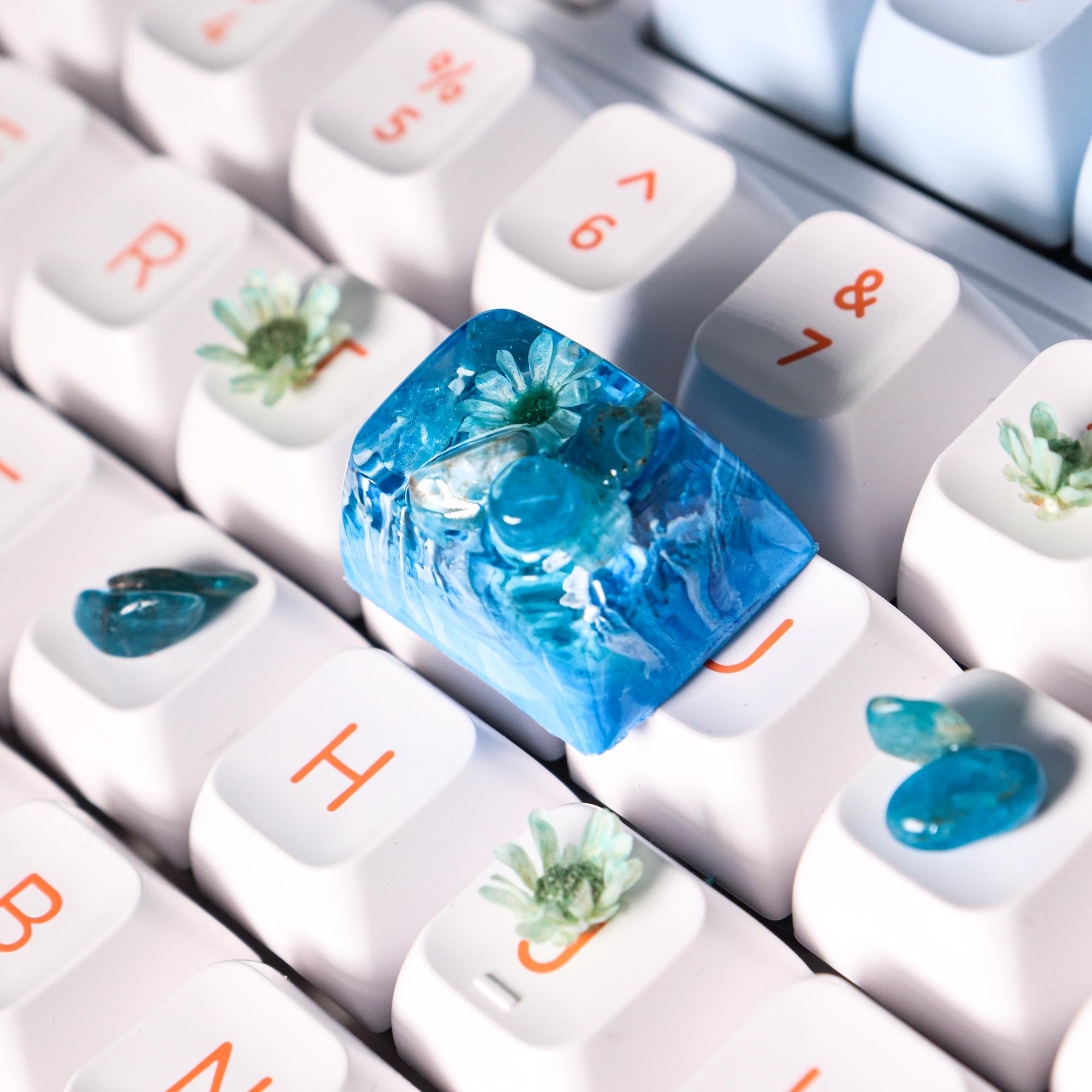 Celestial CTRL Keycaps – Artisan Floral & Blue Apatite Gemstone Edition ...