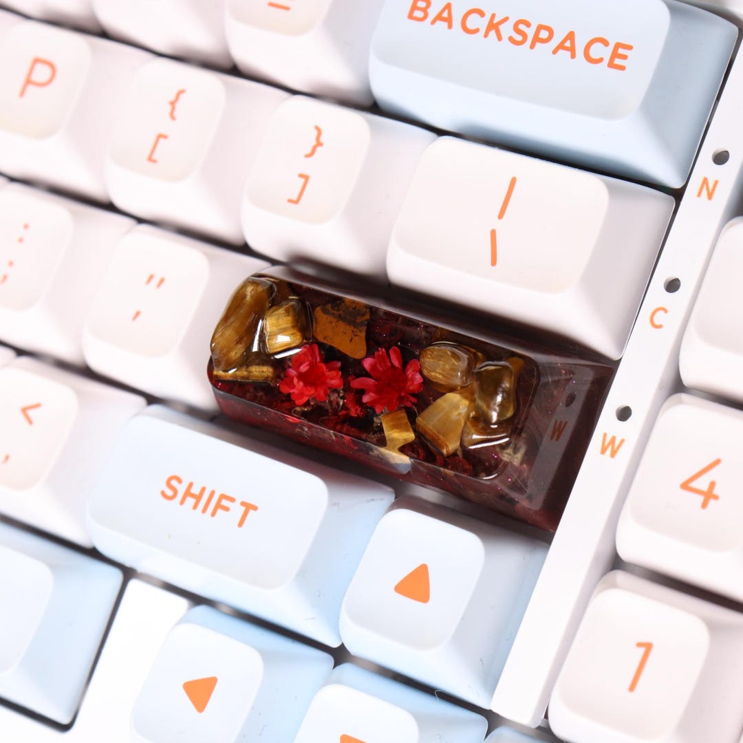 Handcrafted Tiger's Eye Enter Keycap: Natural Flower Artisan SA Keycap ...