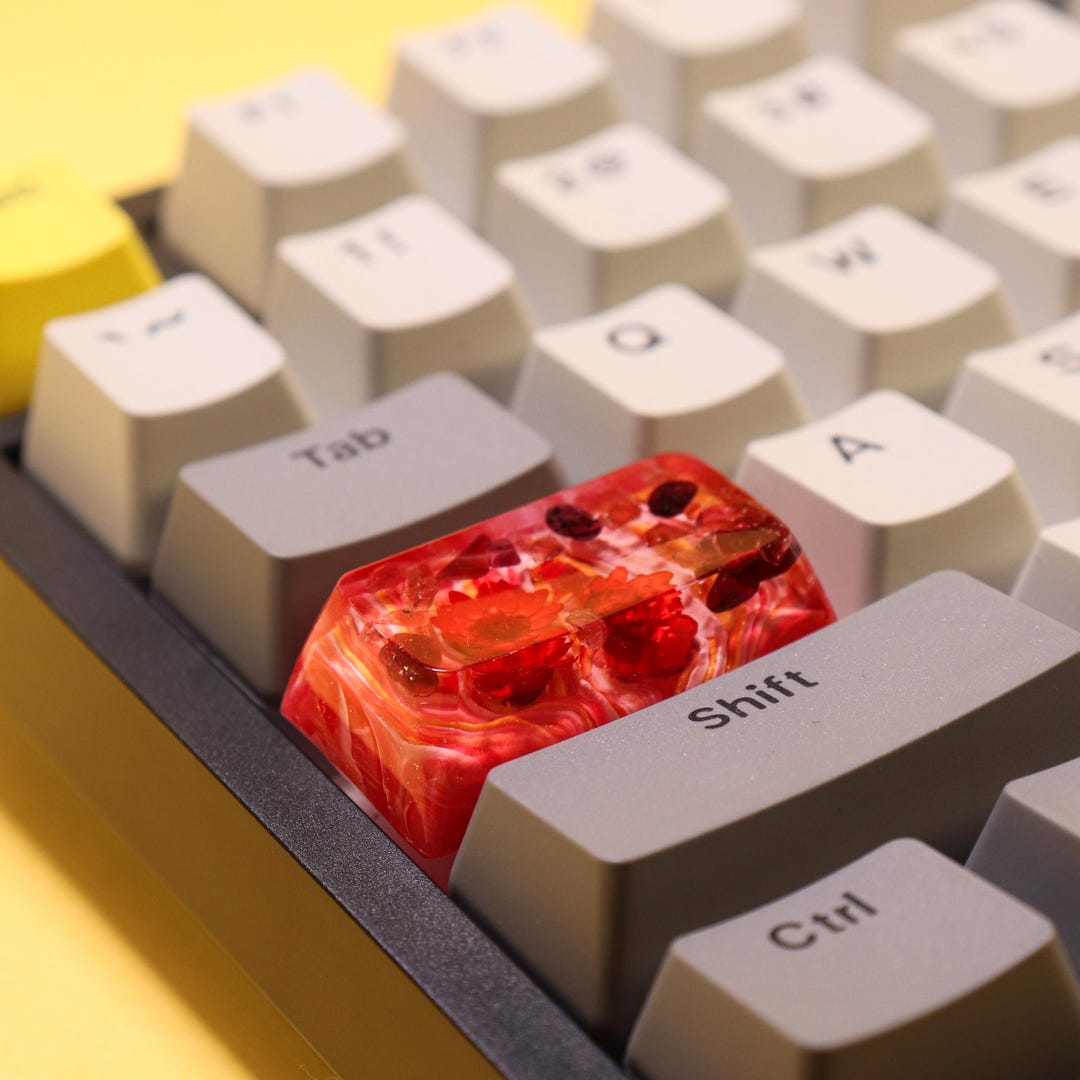 Artisan Capslock Keycap 1.75U, Crystal and Flowers, Custom Resin Keycap ...