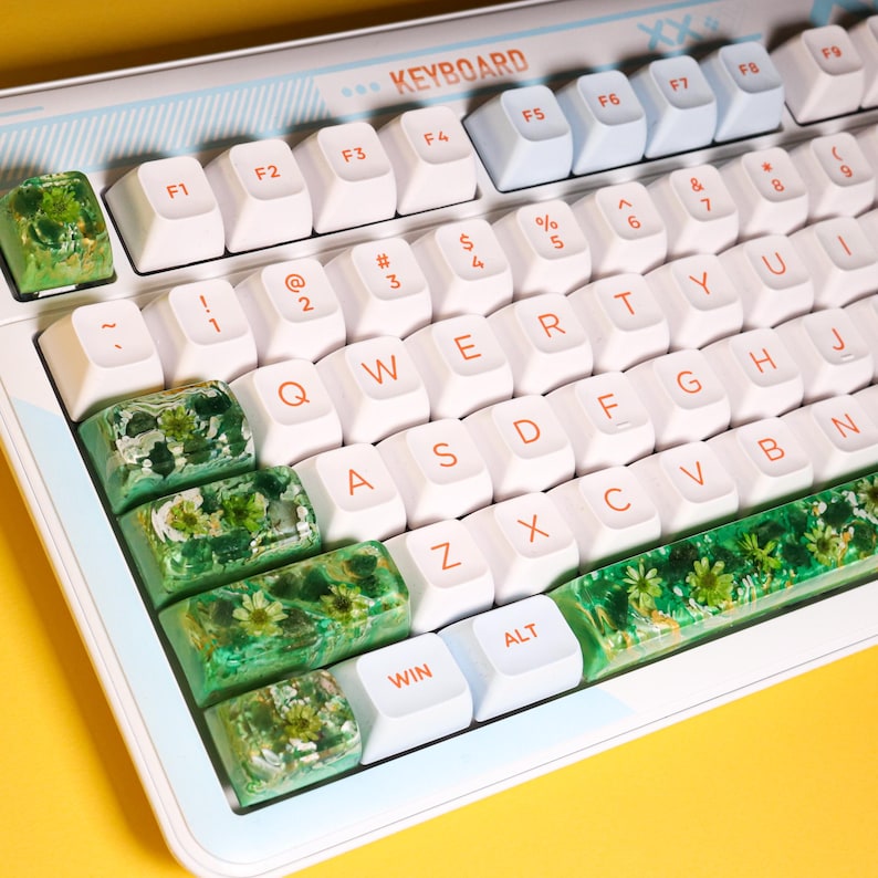 Unique Artisan Resin TAB Keycap – Green Agate Gemstone & Natural ...