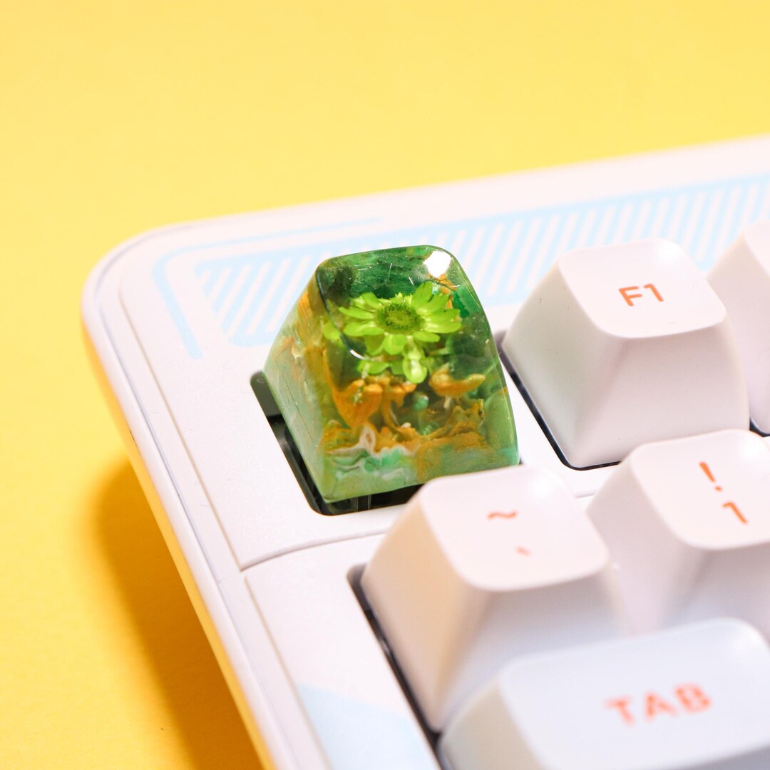 Artisan Resin ESC Keycap, 1U Keycap With Flowers and Plants, Crystal 1U ...