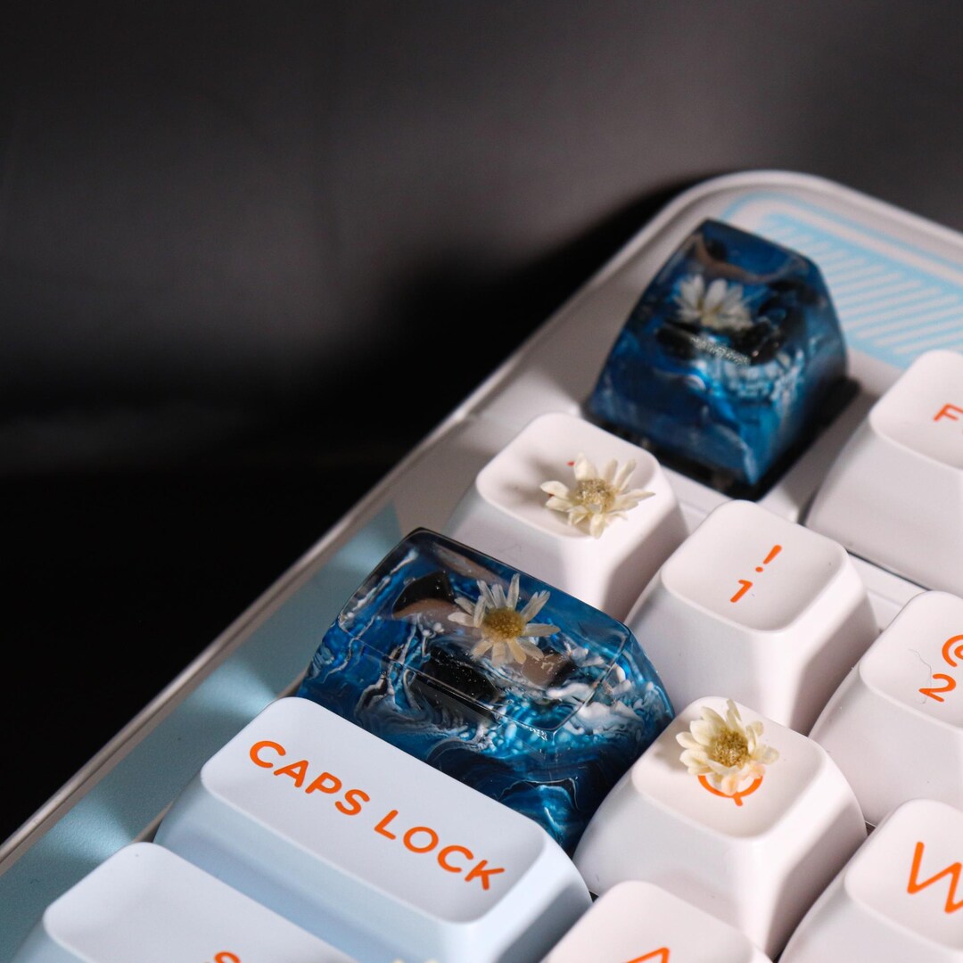 Artisan Keycaps, Obsidian Resin Keycap: Handcrafted Floral & Obsidian ...