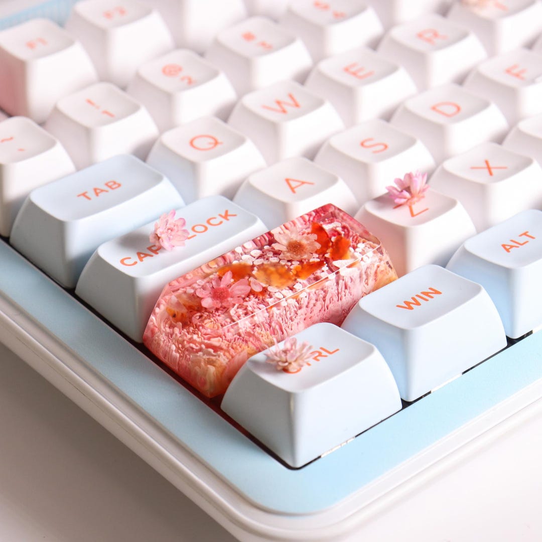 Artisan Resin Shift Keycap, Carnelian Crystal With Flower, Handmade ...