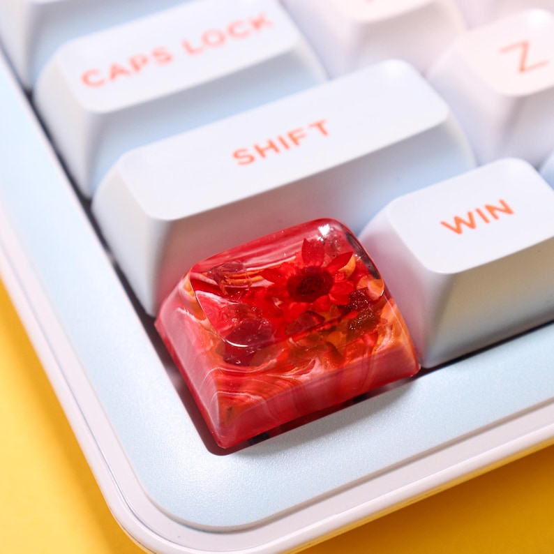 Keycap Set With Natural Flower and Gemstones, Handcrafted Keycaps ...