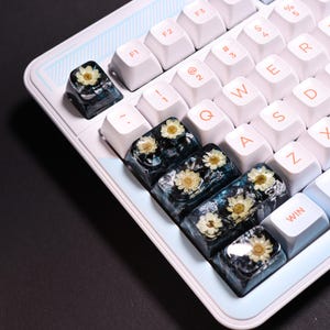 Artisan ESC Keycap 1U, Obsidian Crystal, Real Flowers, Custom Resin ...