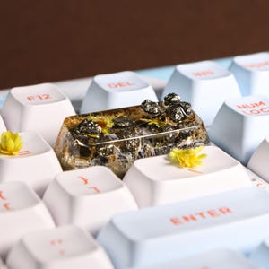 Mechanical Keyboard Backspace Keycap – Artisan Floral & Pyrite Gemstone ...