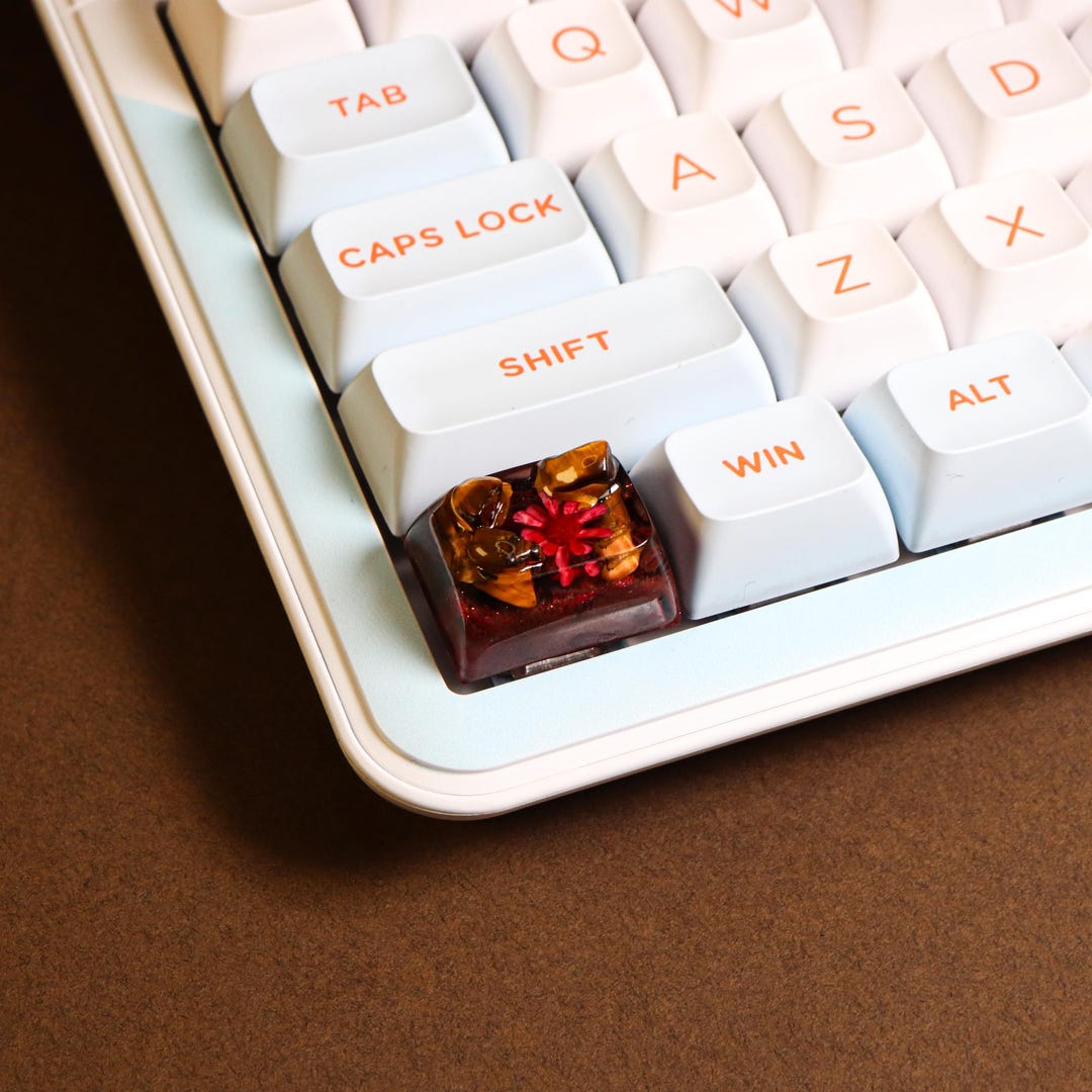 CTRL Artisan Keycap With Tiger's Eye Gemstone and Nature Flowers – SA ...