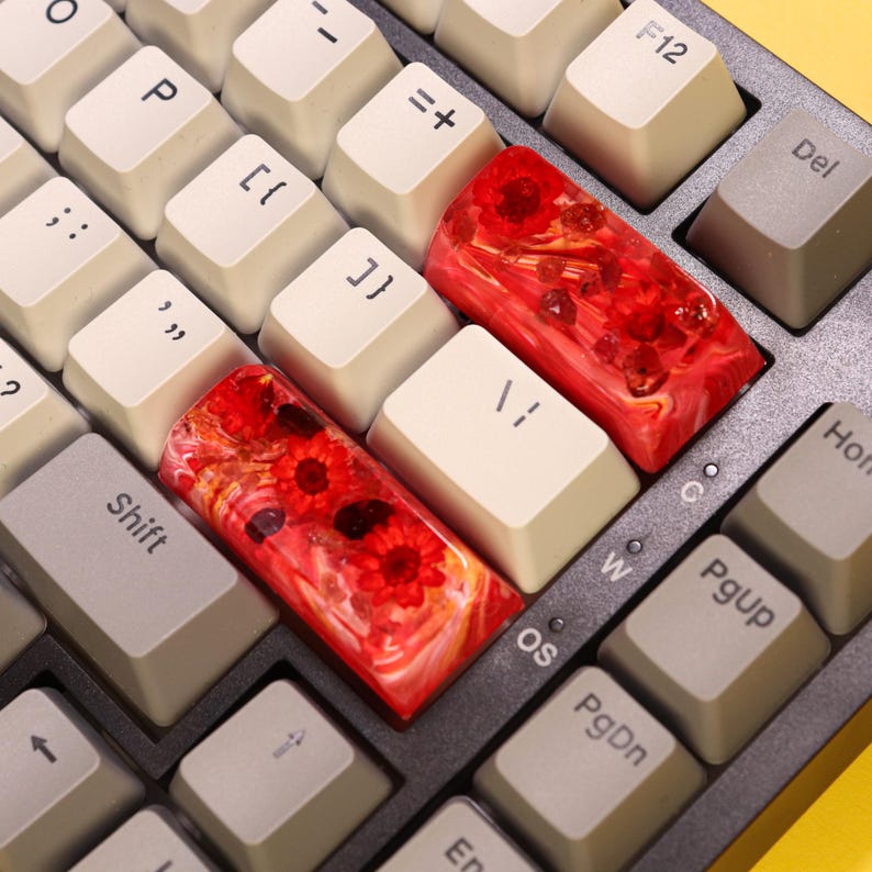 Artisan Enter & Backspace Keycap Set, Crystal, Natural Flowers, Custom ...