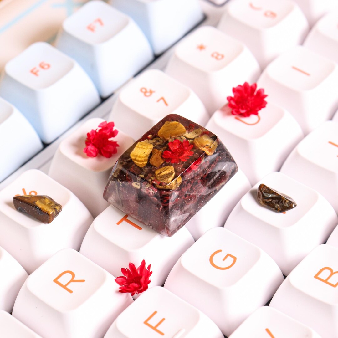 Artisan Keycap With Tiger Eye Crystal, Resin Keycap, Keycap Set, Cherry ...
