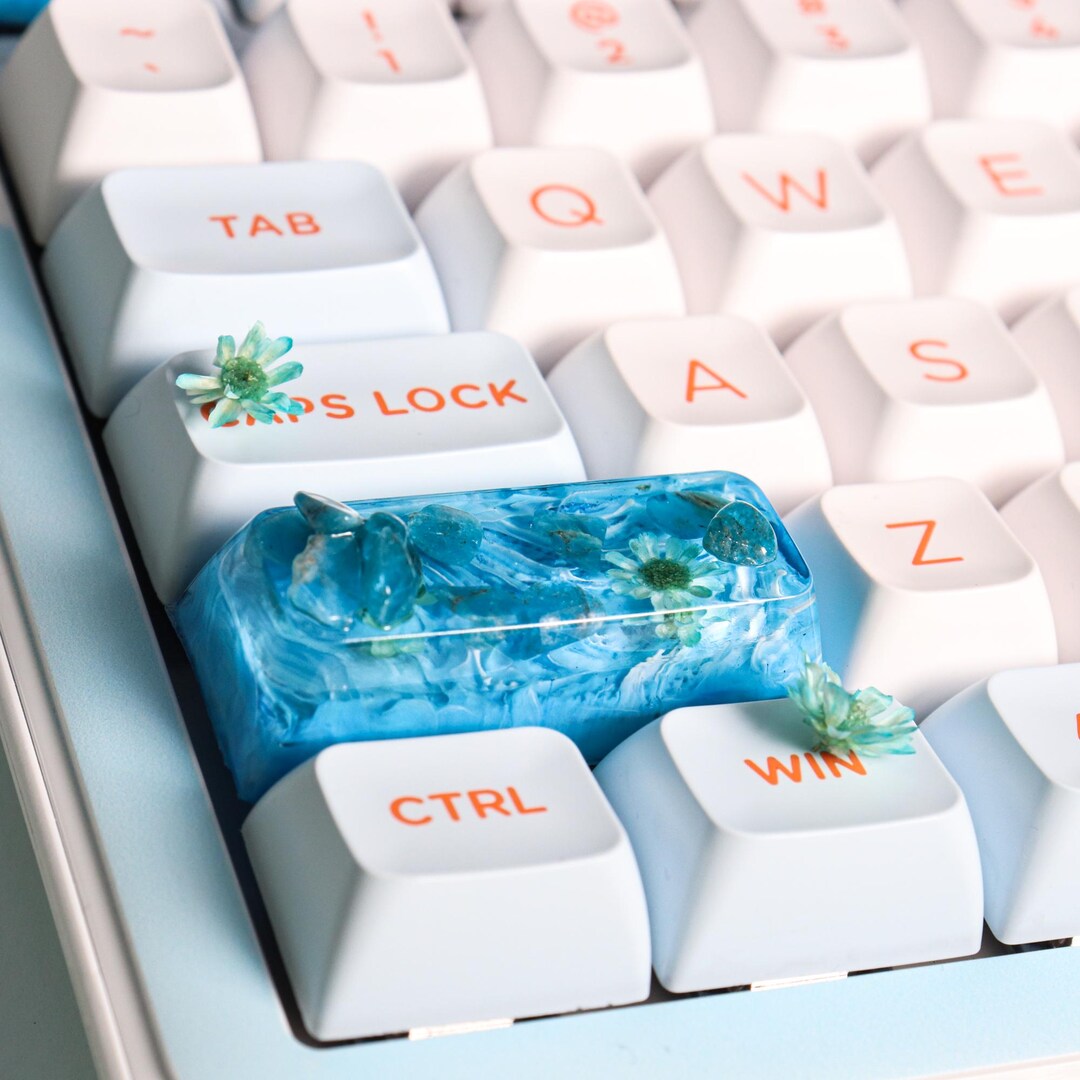 Handcrafted Resin Shift Keycap With Vibrant Blue Apatite Gemstone and ...