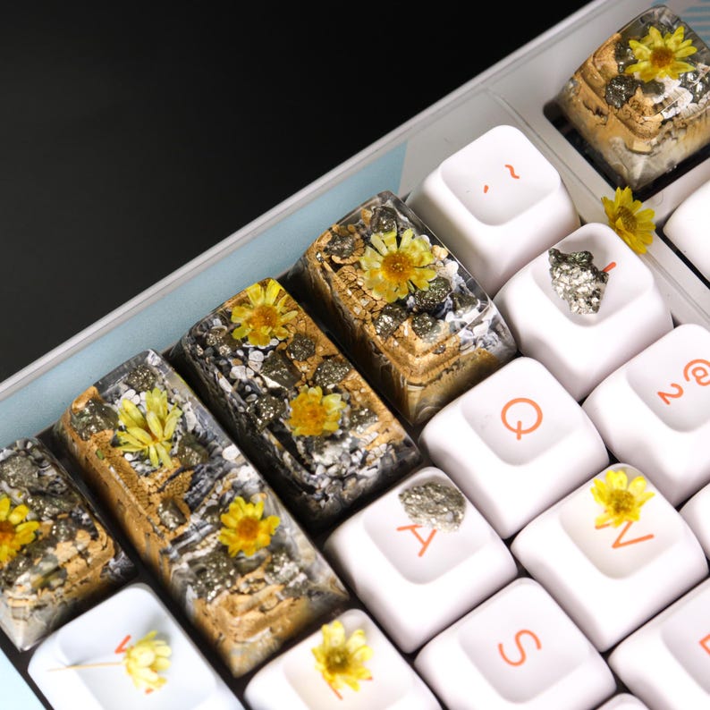 Artisan Resin Keycap Set for Mechanical Keyboards With Pyrite & Natural ...