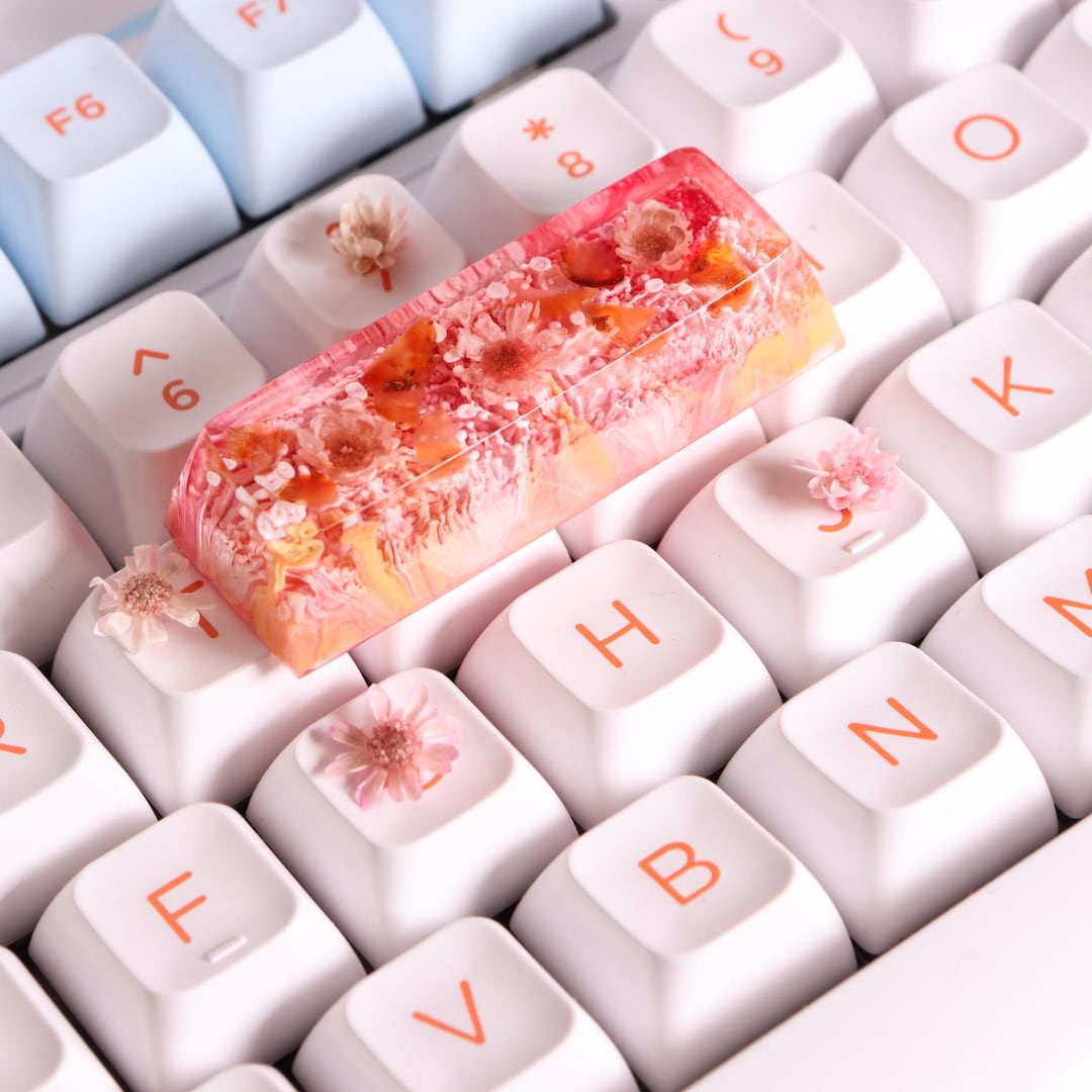 Artisan Resin Right Shift Keycap, Carnelian Crystal With Flower ...