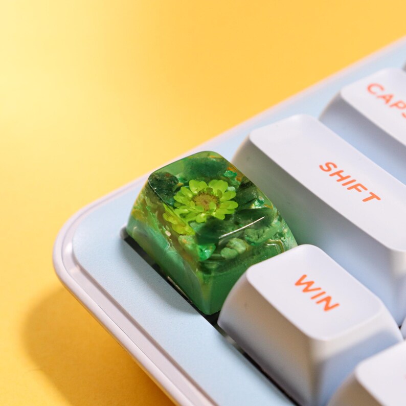 Keycap Set With Natural Flower and Gemstones, Handcrafted Keycaps ...