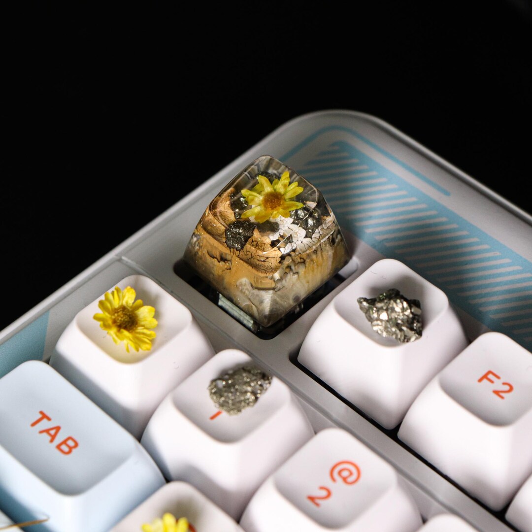 Custom Artisan Keycap With Genuine Pyrite Crystal – Premium Resin ...